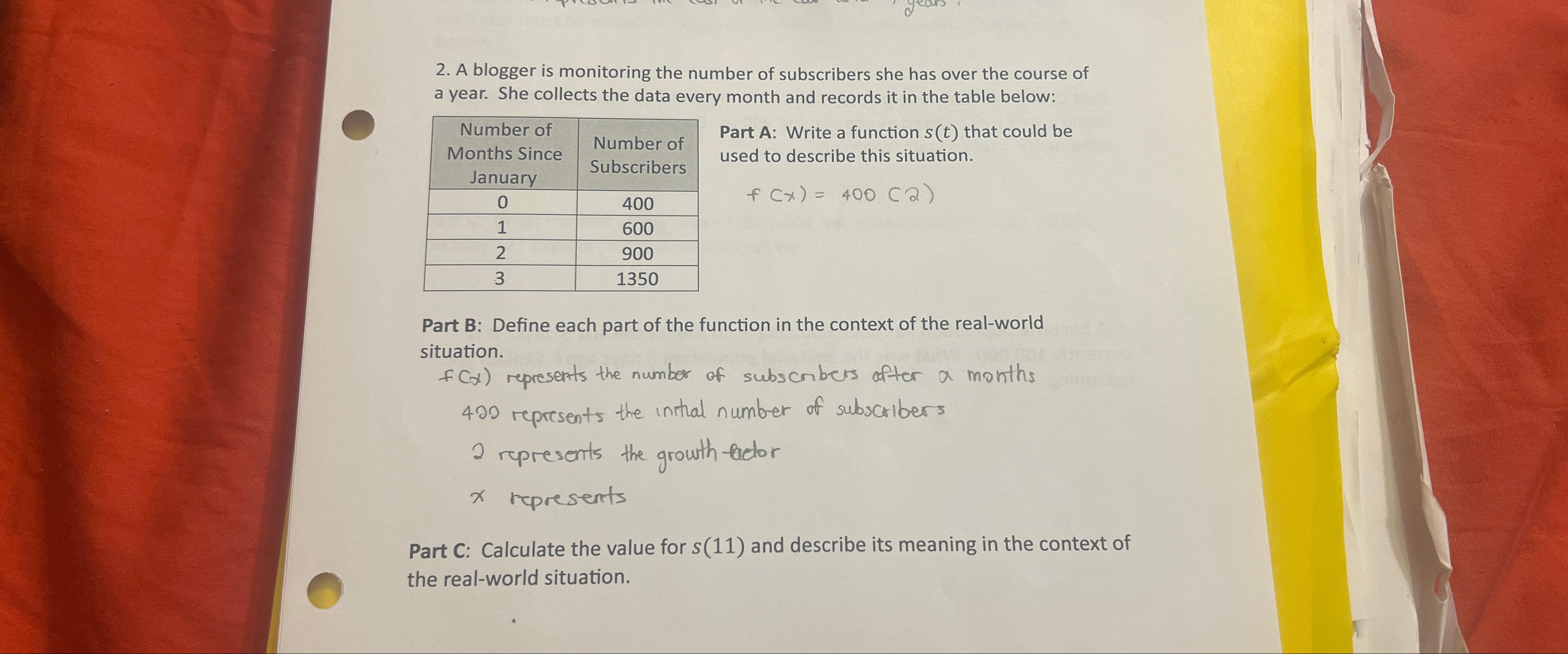 Solved A blogger is monitoring the number of subscribers she | Chegg.com