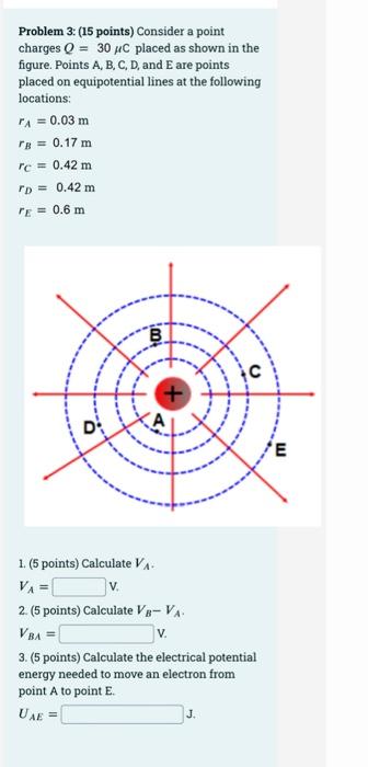 Solved Problem 3: (15 points) Consider a point charges | Chegg.com