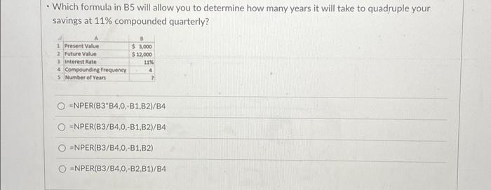 Solved Which formula in B5 will allow you to determine how | Chegg.com