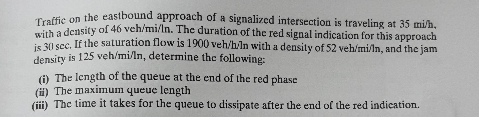 Solved Traffic on the eastbound approach of a signalized | Chegg.com Solved Traffic on the eastbound approach of a signalized | Chegg.com