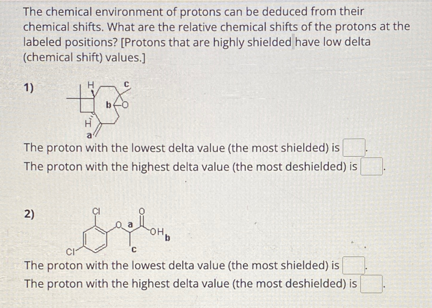 Solved The chemical environment of protons can be deduced | Chegg.com