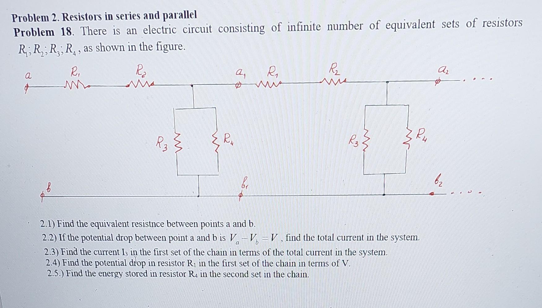 Solved Problem 2. Resistors in series and parallel Problem | Chegg.com