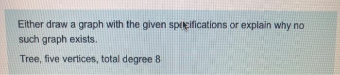 Solved Either draw a graph with the given specifications or | Chegg.com