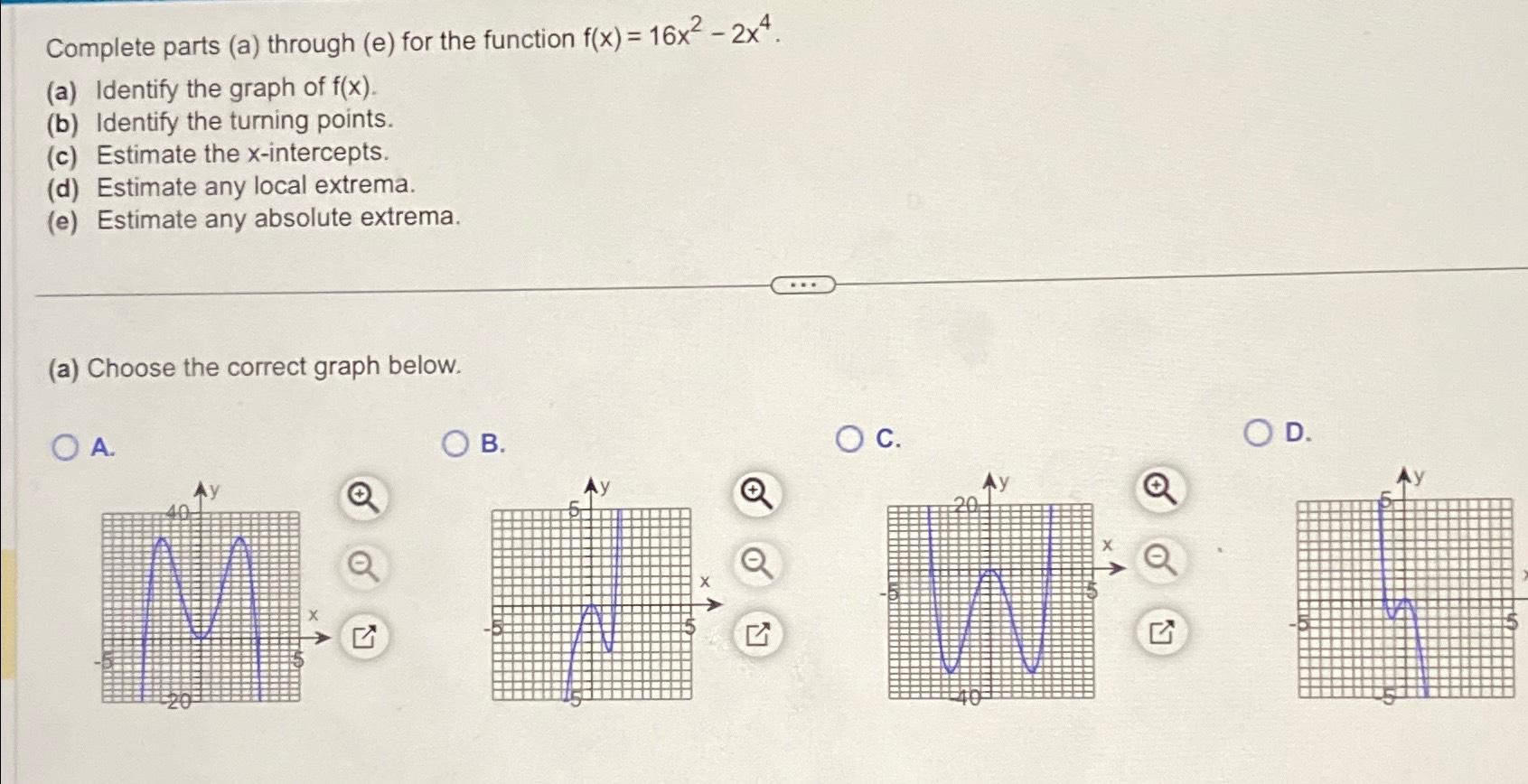 Solved Complete parts (a) ﻿through (e) ﻿for the function | Chegg.com