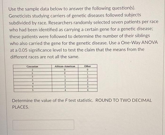 Solved Use the sample data below to answer the following | Chegg.com