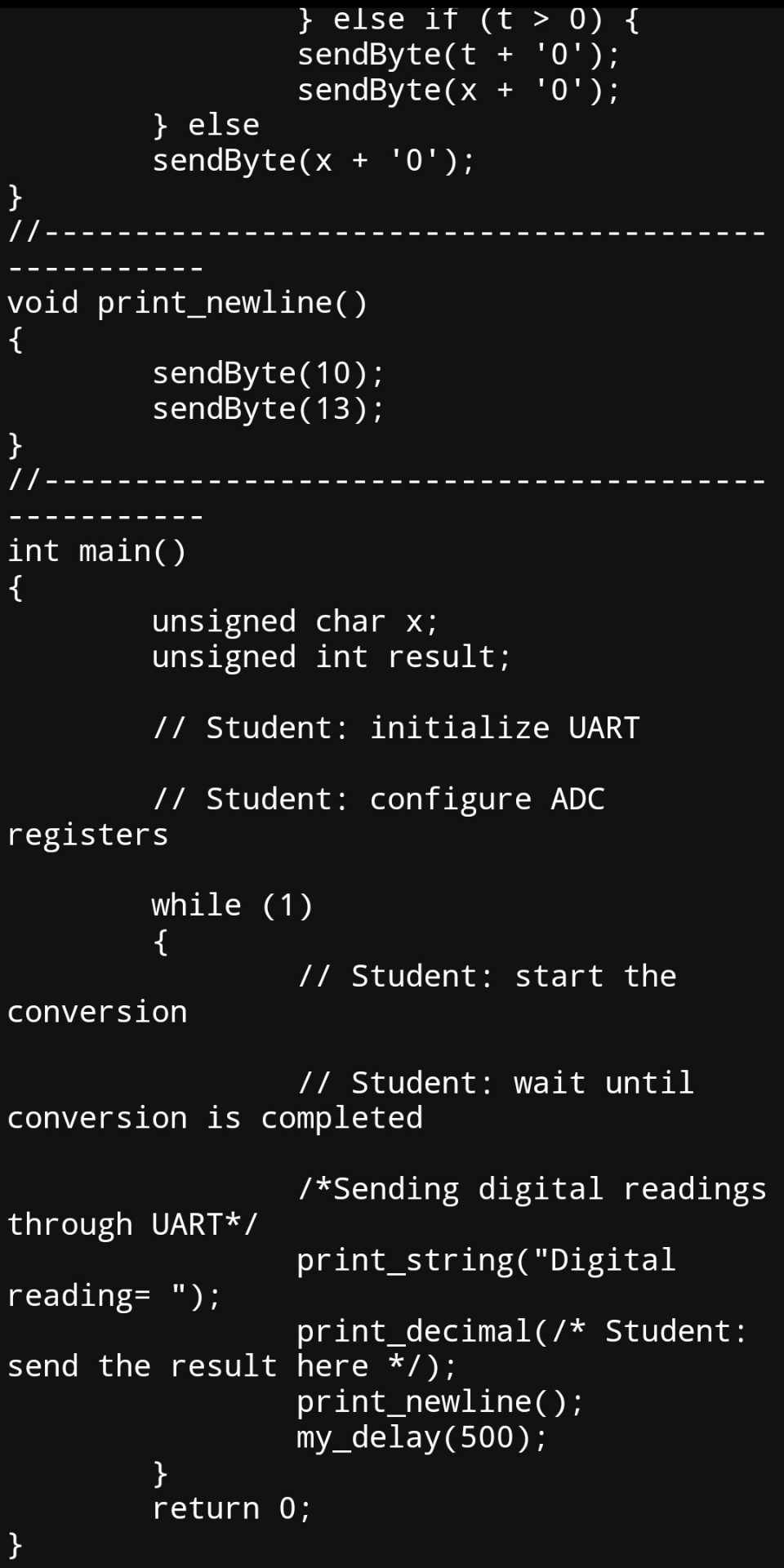 Solved Lab 4: Analog sensor interfacing and display on the | Chegg.com