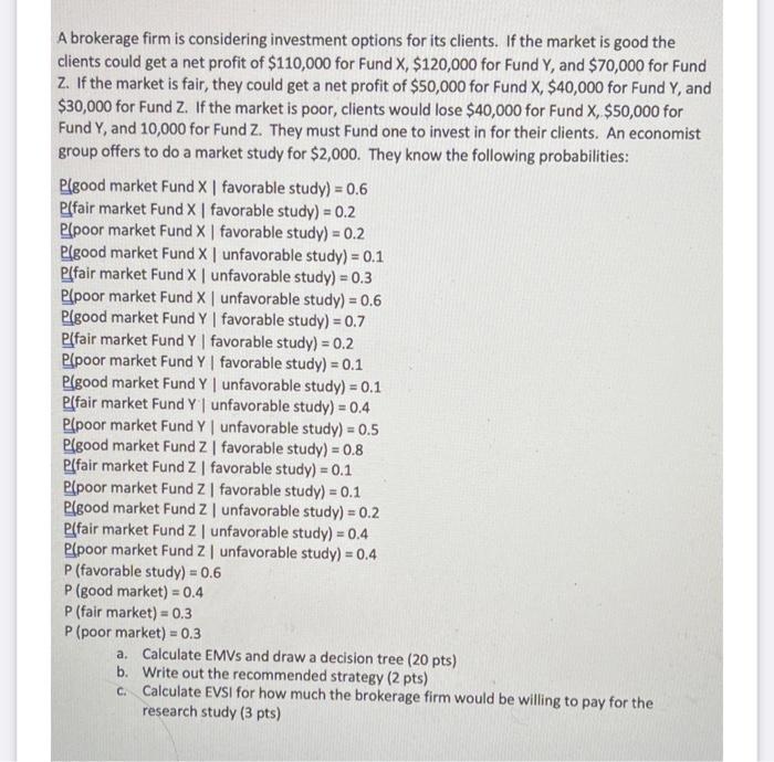 Solved A brokerage firm is considering investment options | Chegg.com