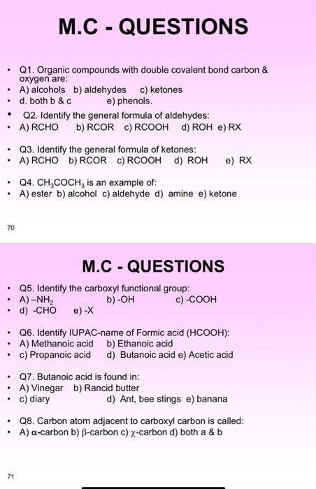 Solved M.C - QUESTIONS - Q1. Organic compounds with double | Chegg.com