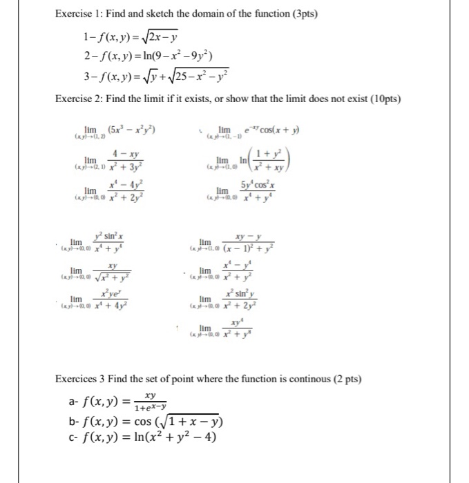Solved Exercise 1 Find And Sketch The Domain Of The