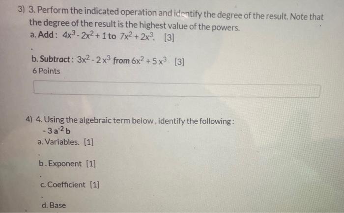 Solved 3) 3. Perform the indicated operation and identify | Chegg.com