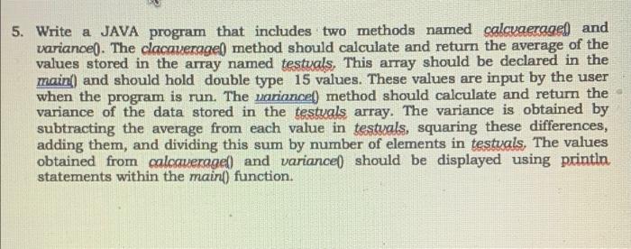 Solved 5. Write a JAVA program that includes two methods | Chegg.com