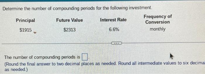Solved Determine the number of compounding periods for the | Chegg.com