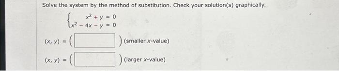 Solved Solve the system by the method of substitution. Check | Chegg.com