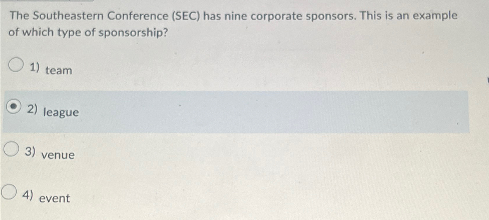 Solved The Southeastern Conference (SEC) ﻿has nine corporate | Chegg.com