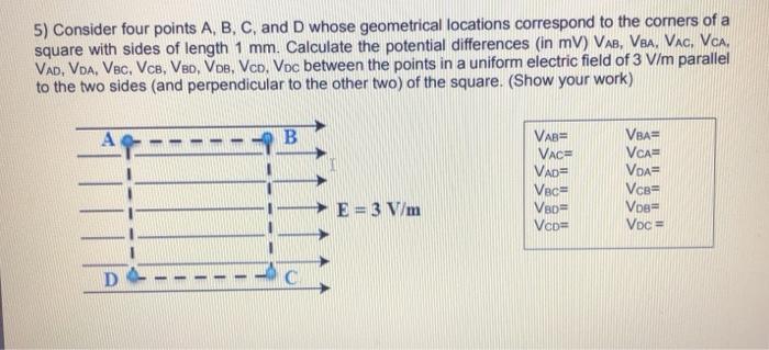 Solved 5) Consider four points A, B, C, and D whose | Chegg.com