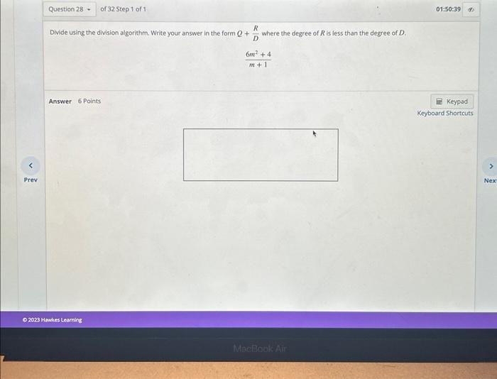 Solved Divide using the division algorithm. Write your | Chegg.com