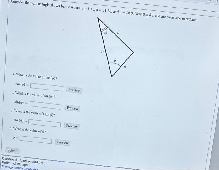 Solved Consider the right triangle shown below where | Chegg.com