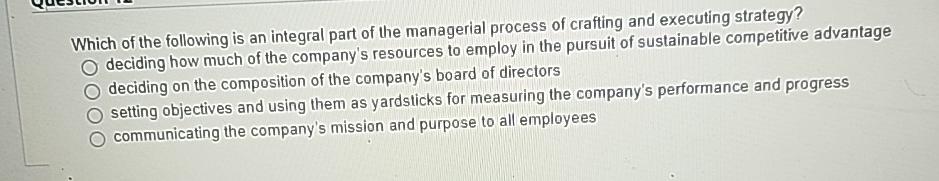 Solved Which of the following is an integral part of the | Chegg.com