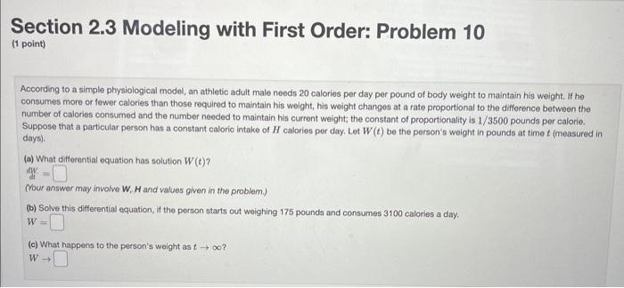 Solved Section 2 3 Modeling With First Order Problem 10 1