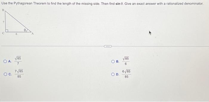 Solved Use the Pythagorean Theorem to find the length of the | Chegg.com