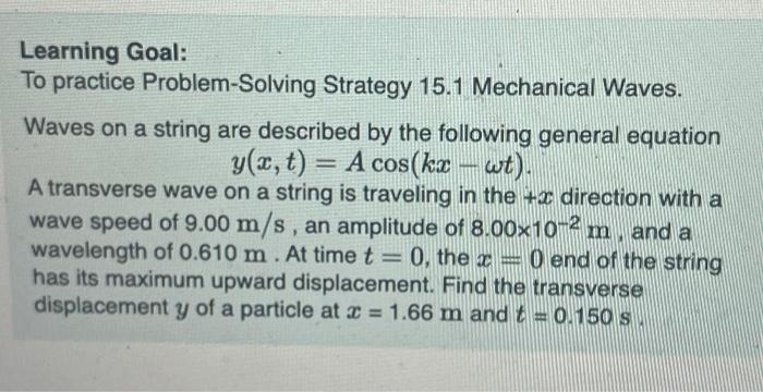 Learning Goal: To practice Problem-Solving Strategy | Chegg.com