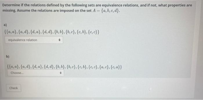 Solved Determine if the relations defined by the following | Chegg.com