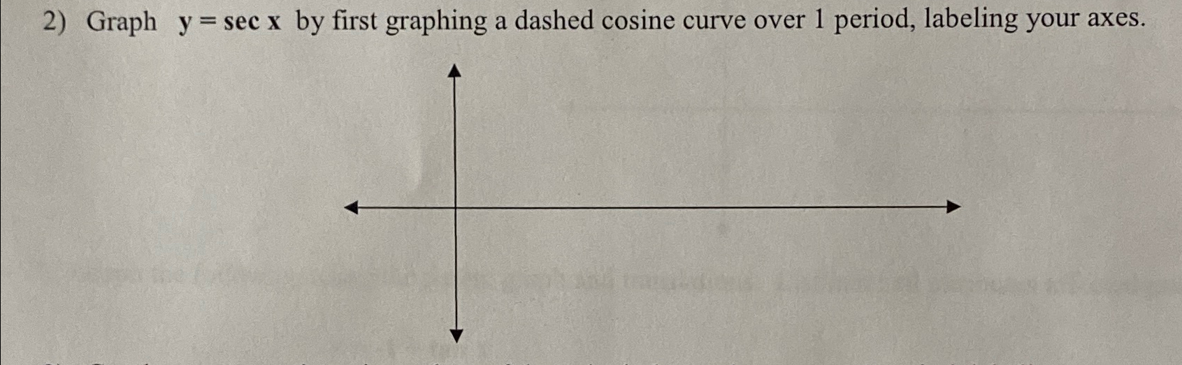 Solved Graph y=secx ﻿by first graphing a dashed cosine curve | Chegg.com