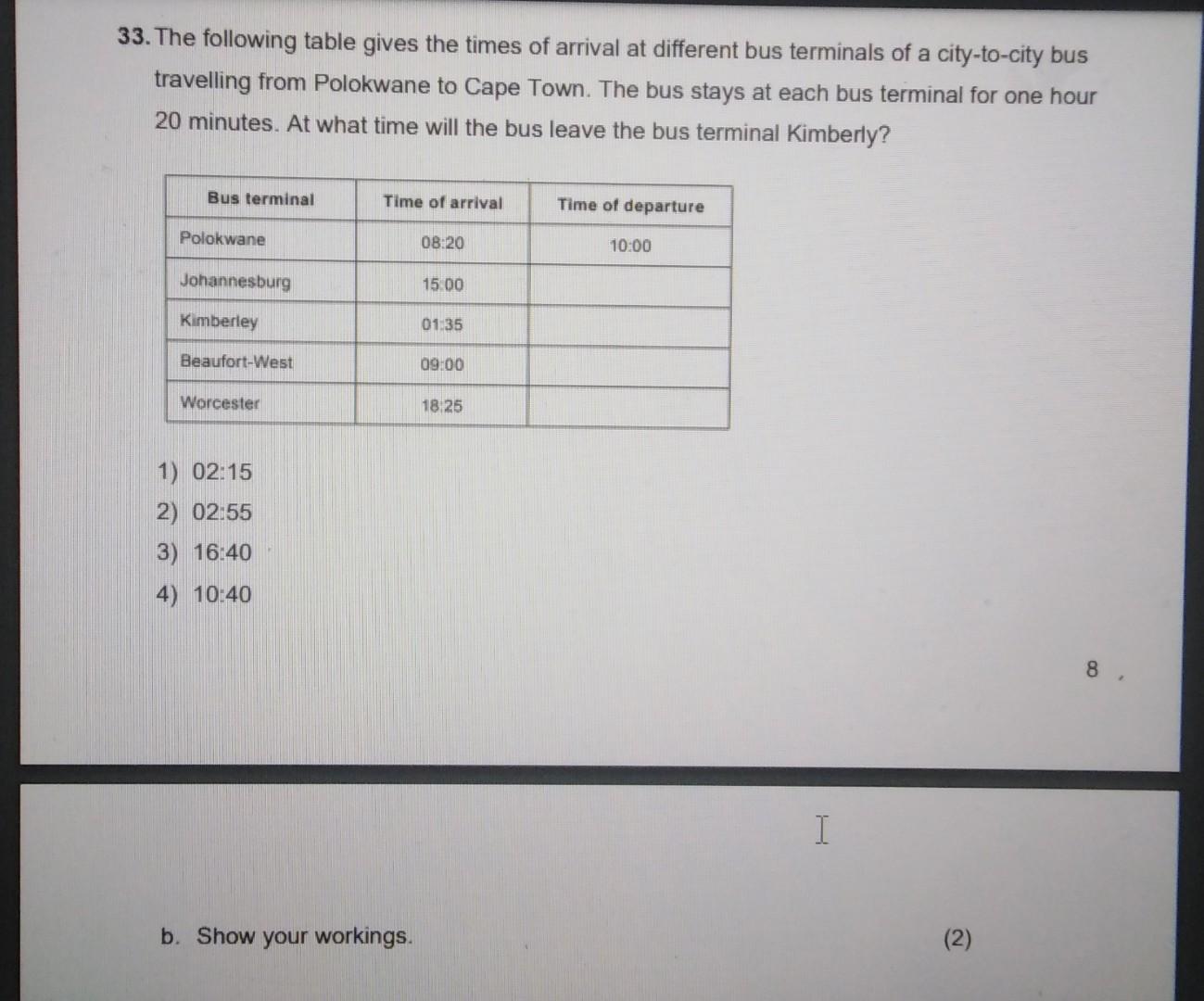 Solved 33. The following table gives the times of arrival at | Chegg.com