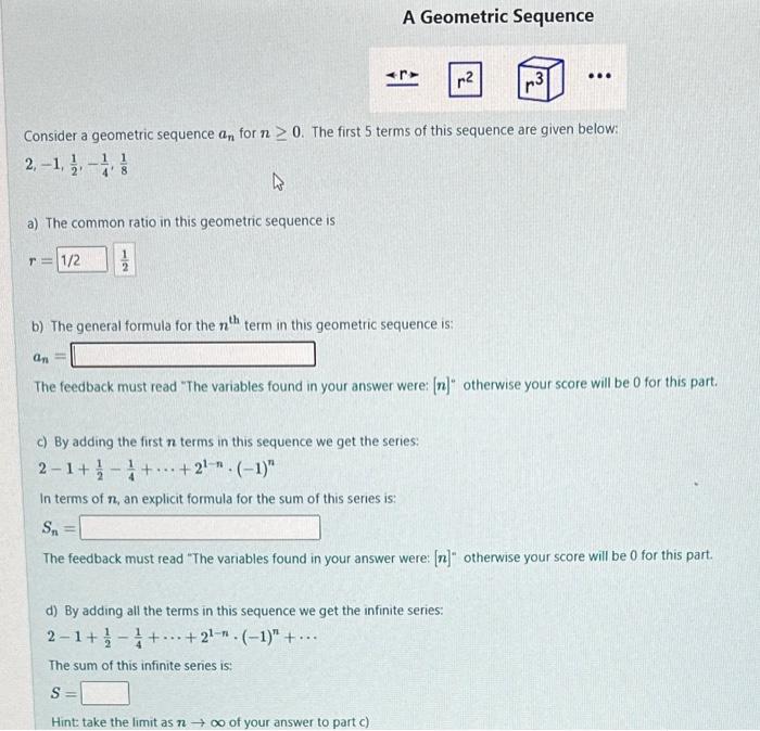 Solved A Geometric Sequence Consider a geometric sequence an | Chegg.com