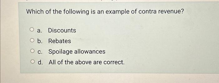 Solved Which of the following is an example of contra | Chegg.com