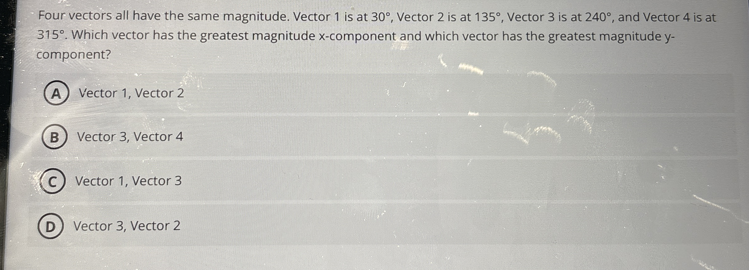 Solved Four vectors all have the same magnitude. Vector 1 | Chegg.com