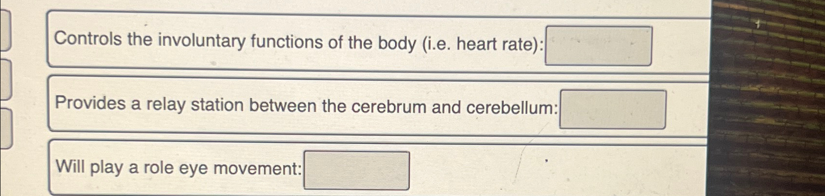Solved Controls the involuntary functions of the body (i.e. | Chegg.com