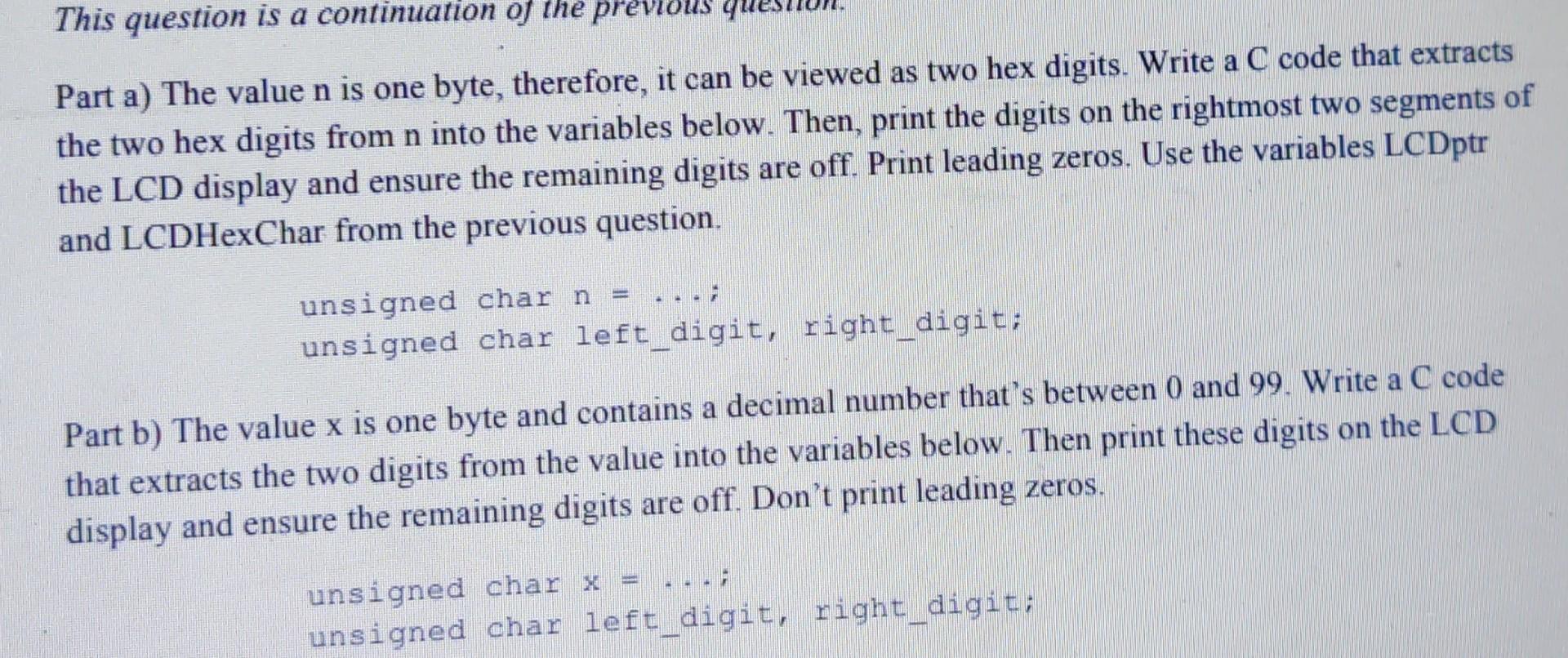 Solved Part a) The value n is one byte, therefore, it can be | Chegg.com