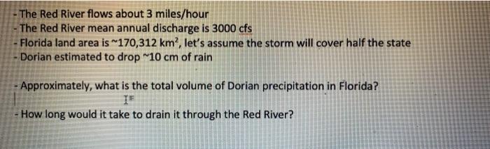 Solved - The Red River flows about 3 miles/hour The Red | Chegg.com