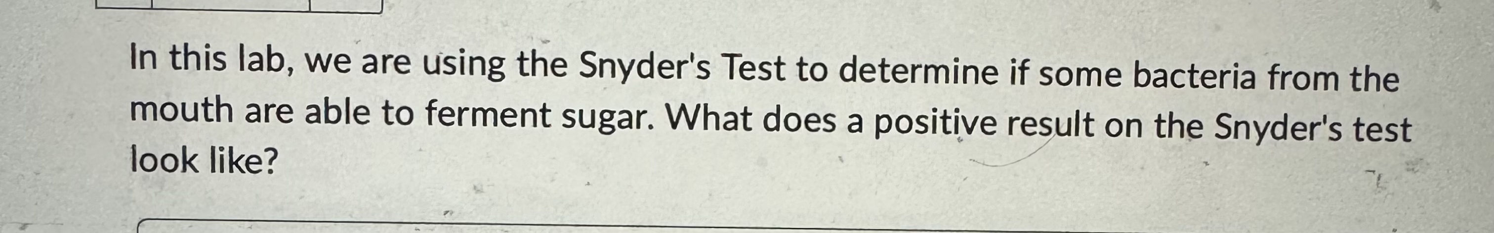 Solved In this lab, we are using the Snyder's Test to | Chegg.com