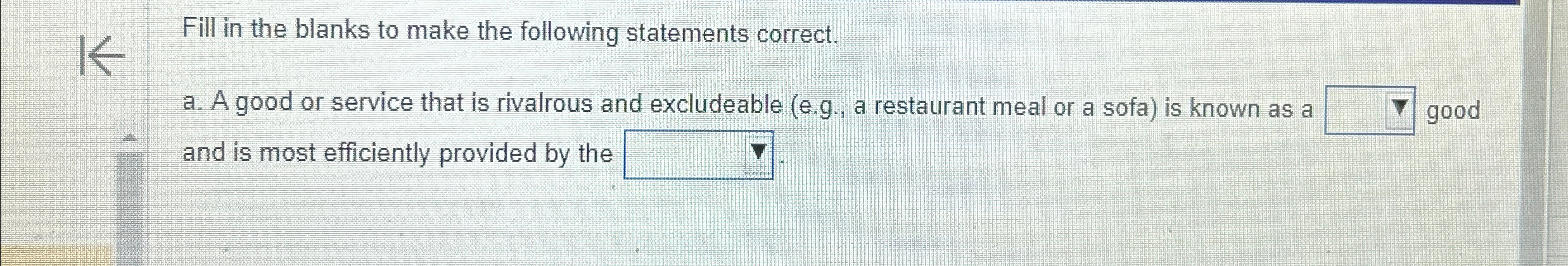 Solved Fill in the blanks to make the following statements | Chegg.com