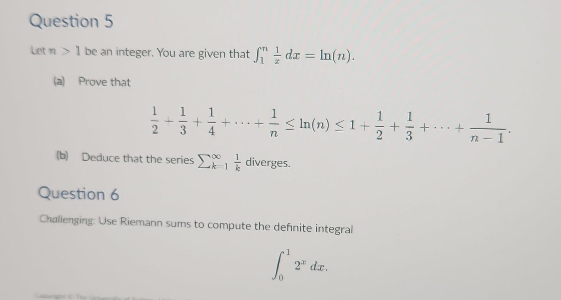 Solved Let n>1 be an integer. You are given that | Chegg.com