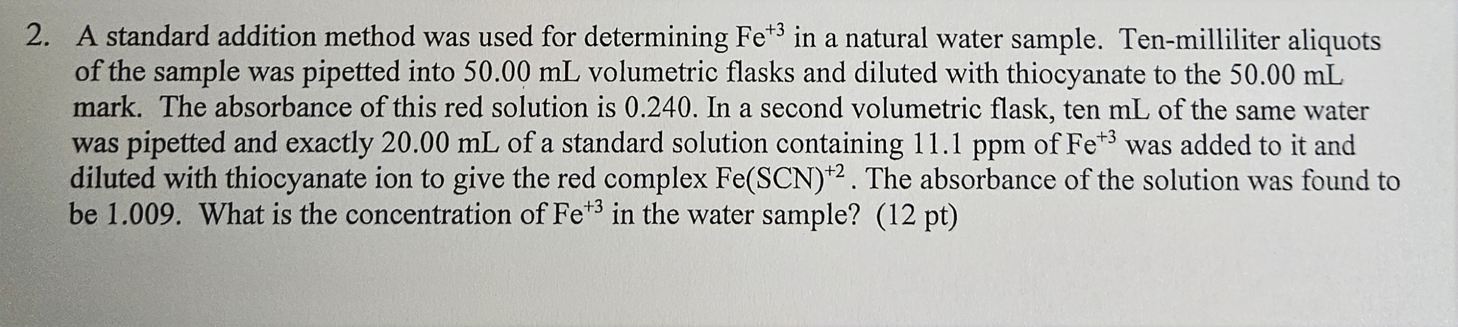 Solved A standard addition method was used for determining | Chegg.com
