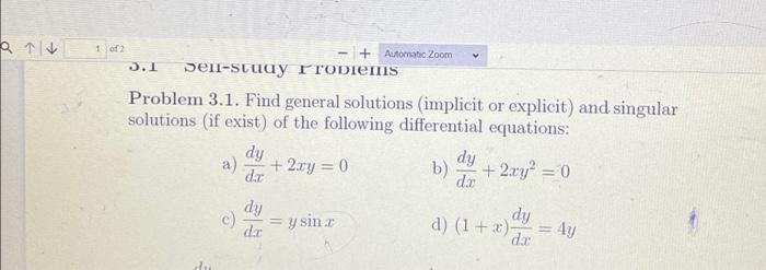 Solved P↑↓ 1 of 2 3.1 den-stuay Propiems Problem 3.1. Find | Chegg.com Solved P↑↓ 1 of 2 3.1 den-stuay Propiems Problem 3.1. Find | Chegg.com