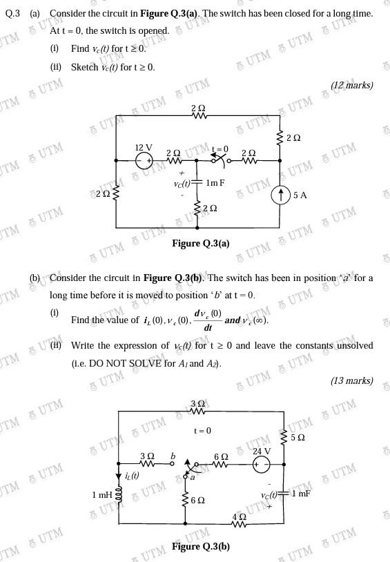 Solved 3 (a) Consider the circuit in Figure Q.3(a). The | Chegg.com