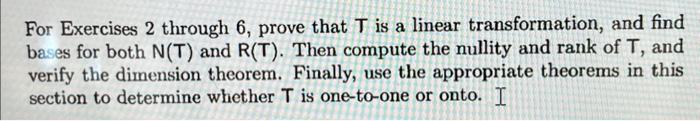 Solved 6. T:Mn×n(F)→F defined by T(A)=tr(A). Recall (Example | Chegg.com