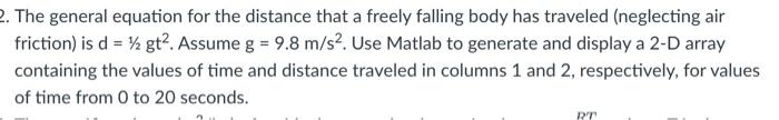 Solved The general equation for the distance that a freely | Chegg.com