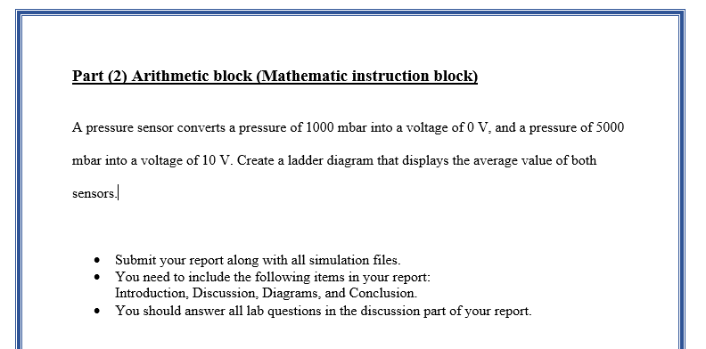 Solved Part (2) ﻿Arithmetic block (Mathematic instruction | Chegg.com
