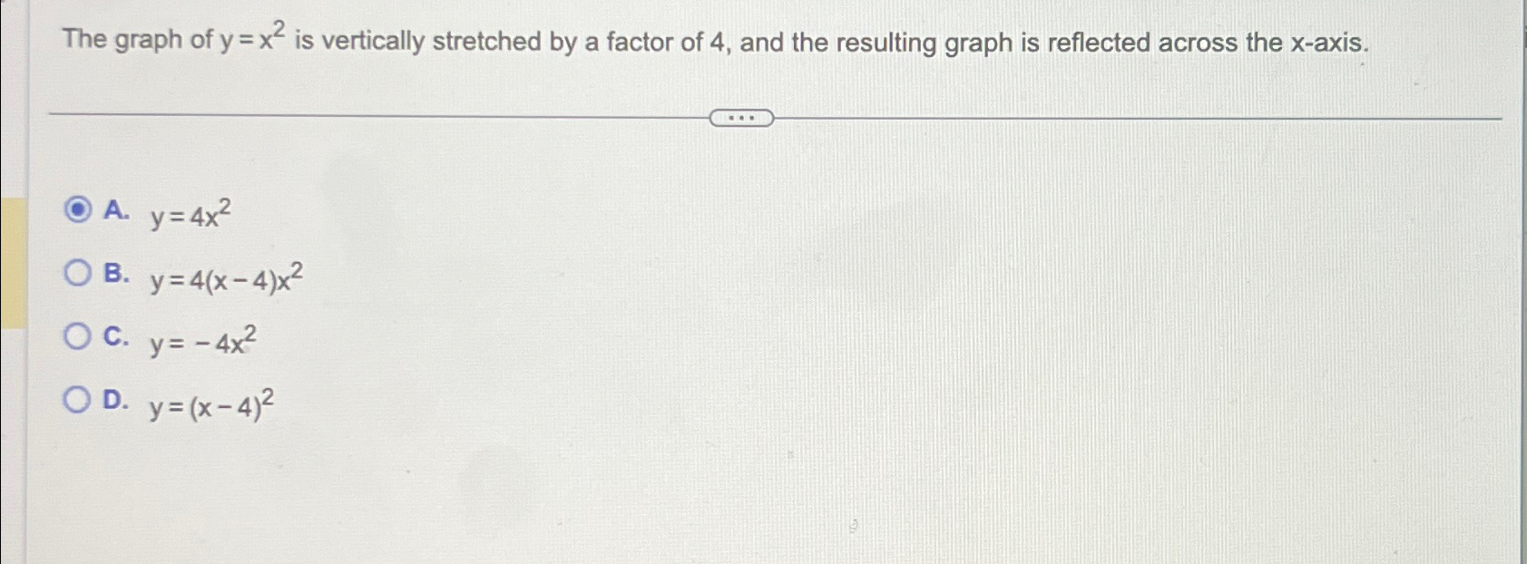 Solved The graph of y=x2 ﻿is vertically stretched by a | Chegg.com