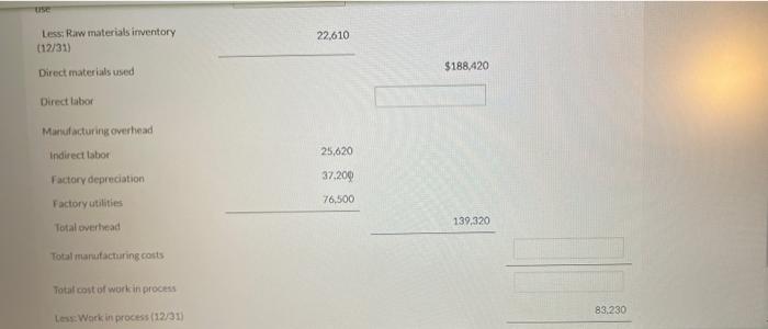 Solved Current Attempt in Progress An incomplete cost of | Chegg.com