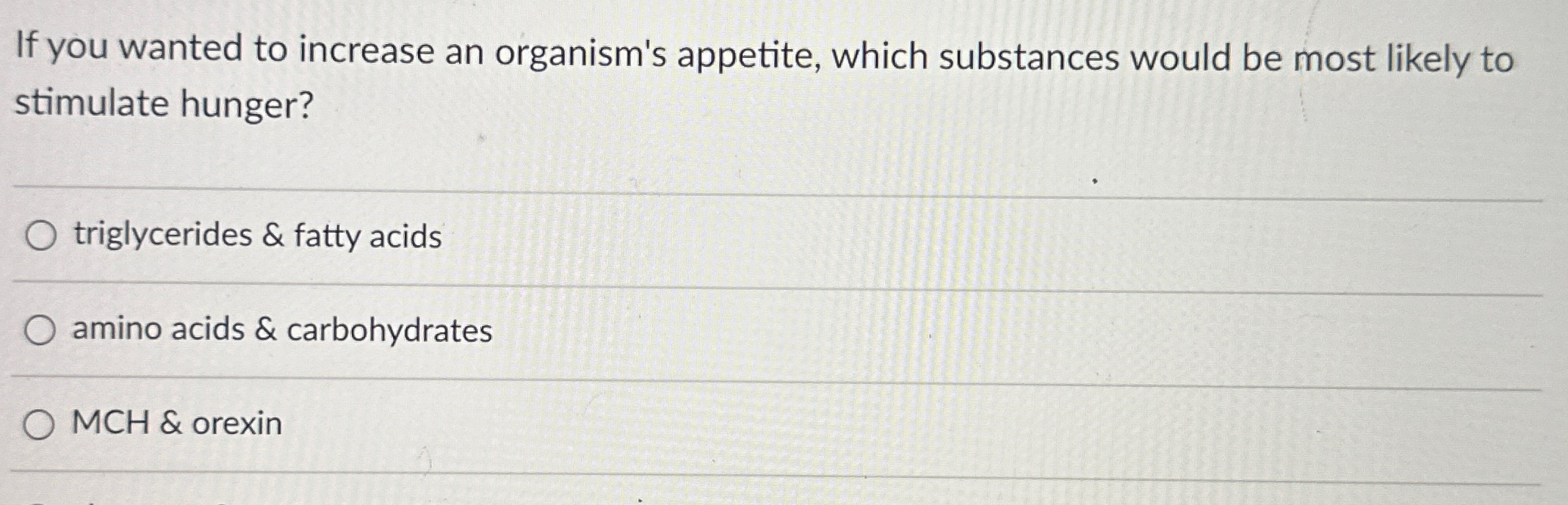 Solved If you wanted to increase an organism's appetite, | Chegg.com