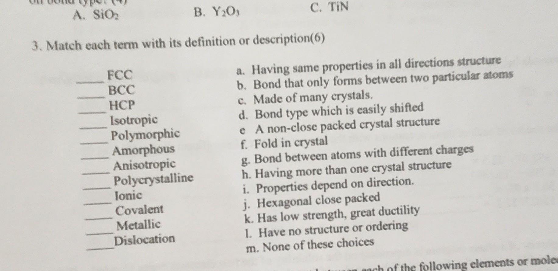 Solved 3. Match each term with its definition or | Chegg.com