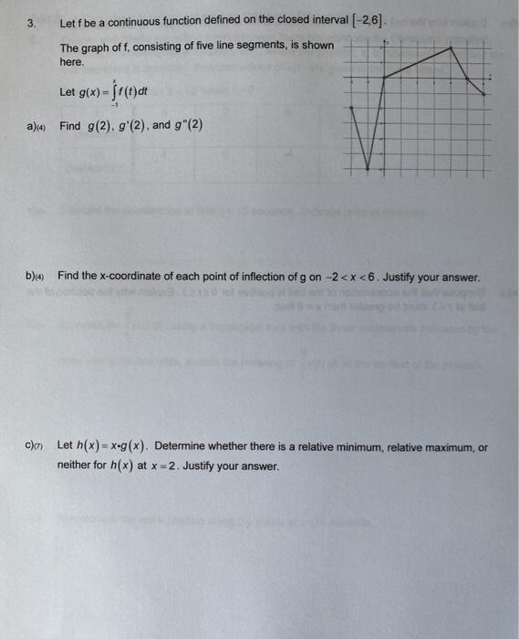 Solved 3 Let f be a continuous function defined on the | Chegg.com