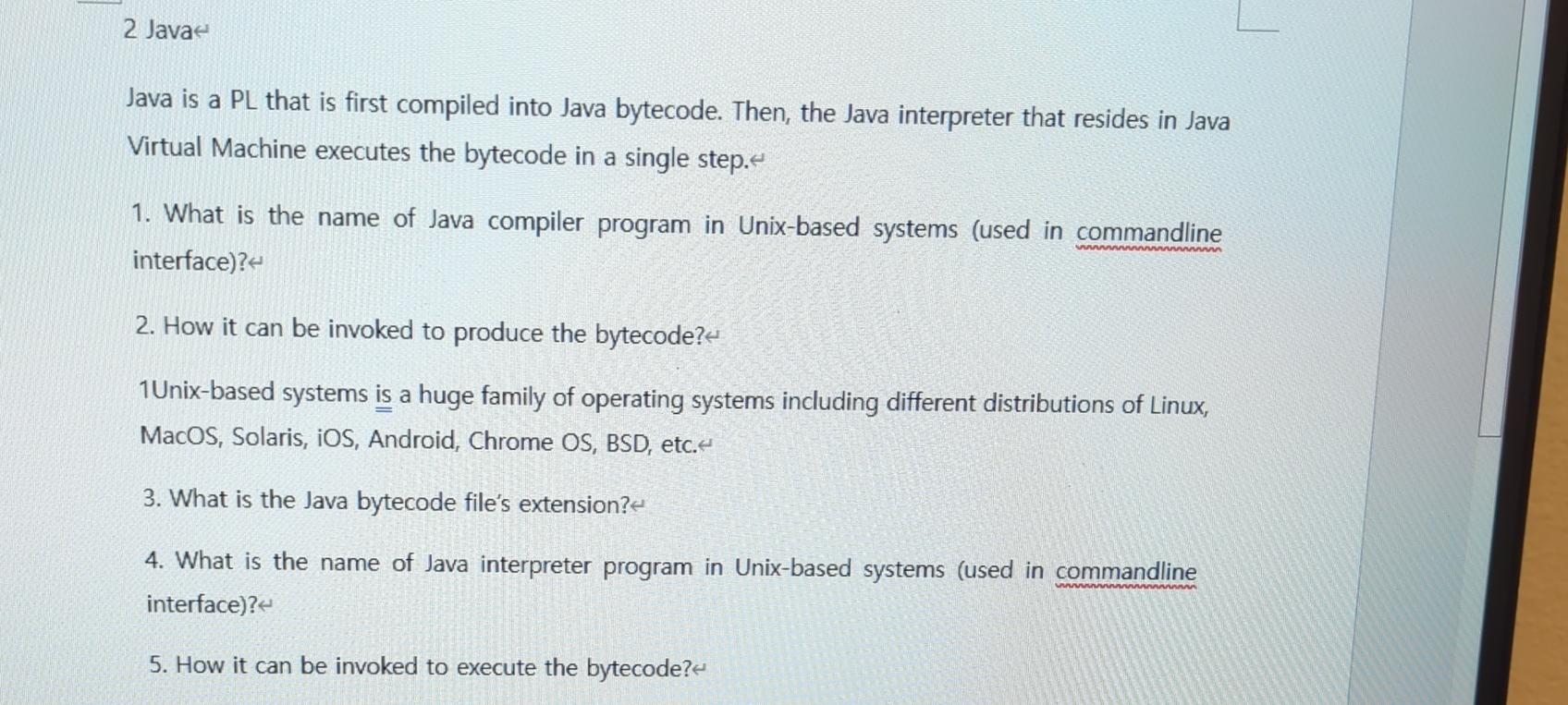 Solved 2 ﻿JavaJava is a PL that is first compiled into Java | Chegg.com