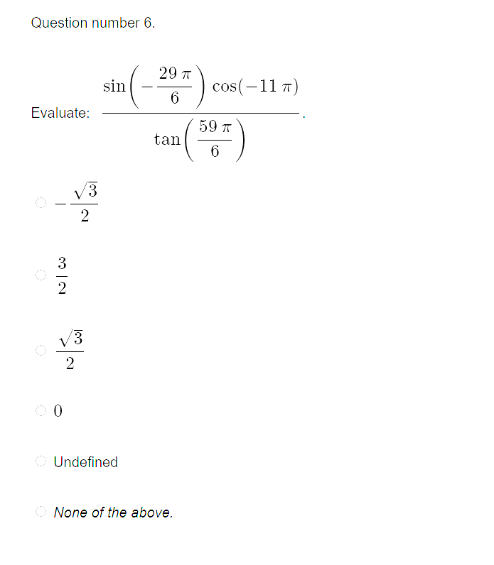 Solved Question number 6.Evaluate: | Chegg.com